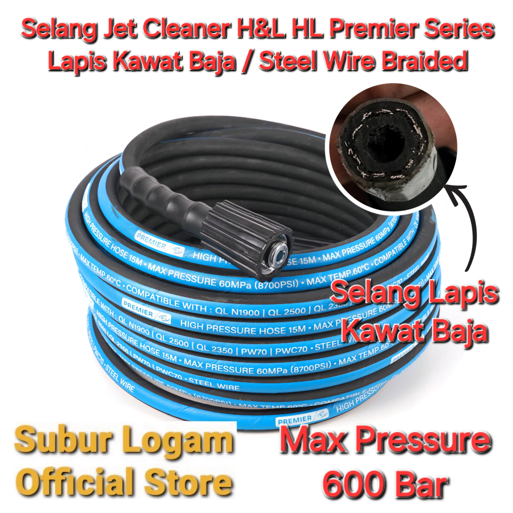 Jual Selang Jet Cleaner Lapis Kawat Baja untuk Krisbow HPC 170 Bar ...