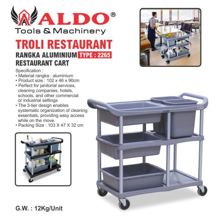 Jual TROLI RESTAURANT RANGKA ALUMINIUM 2265 / RESTAURANT CART / TROLLEY ...