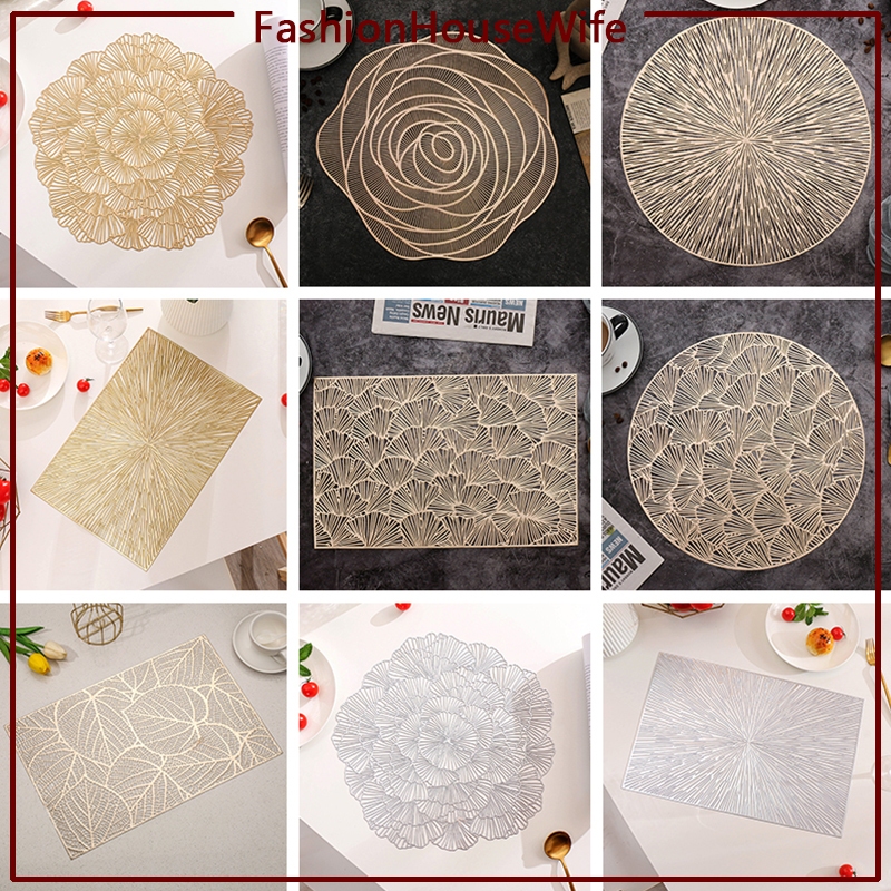 Jual Tatakan Piring Pvc Bulat Emas FHW Silver Rosegold Elegan/ Tatakan ...