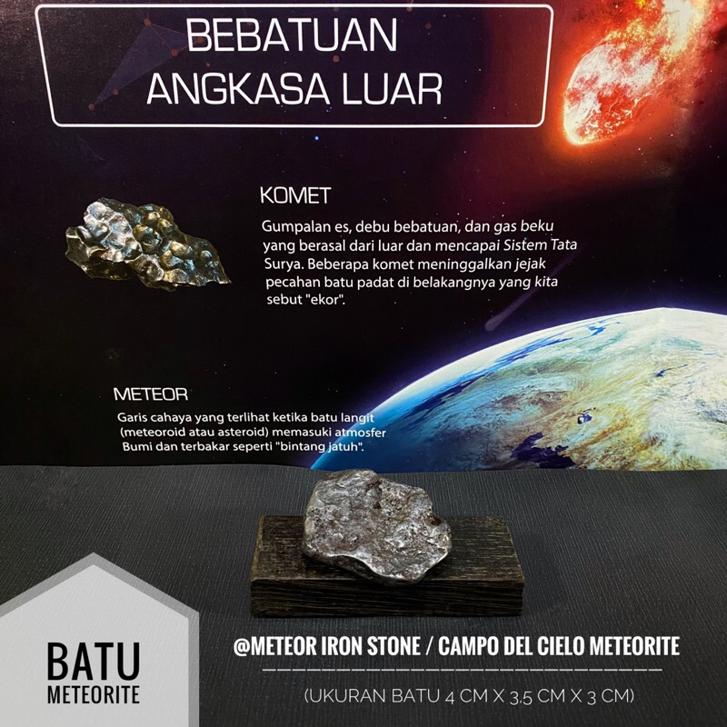 Jual Meteor Iron Stone A4 atau Campo Del Cielo Meteorite atau Asteroid ...
