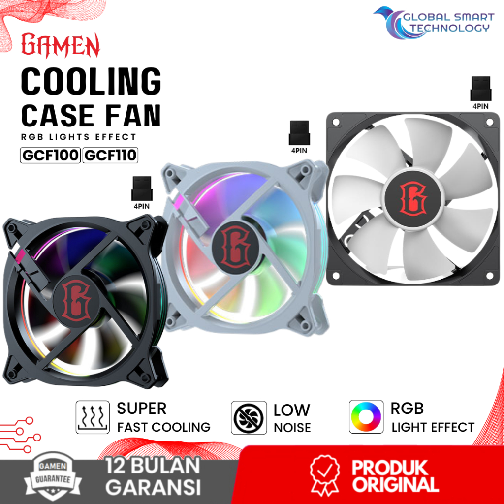 Jual GAMEN GCF100 / GCF110 Gaming Case Cooling Fan CPU RGB Ergonomic ...