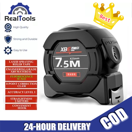Jual RealTools Steel Measuring Tape Fluorescerous meteran 5/7.5/10 meter anti karat Auto Lock ...