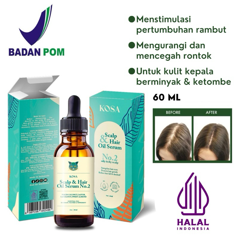 Jual Kosa No.2 Scalp/Hair oil Serum - Perawatan Rambut Rontok/Kasar ...
