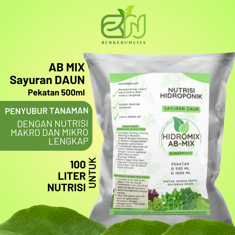 Jual Nutrisi Pupuk Ab Mix Hidroponik Sayuran Daun 500 ml untuk 100 liter Pupuk Tanah dan ...