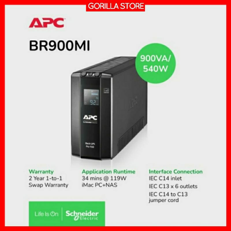 Jual UPS APC Back UPS Pro BR 900VA 6 Outlets AVR LCD Interface BR900MI ...