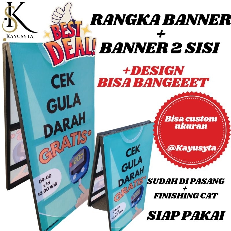 Jual RANGKA BANNER SEGITIGA + BANNER 2 SISI (SUDAH FINISHING) | Shopee ...