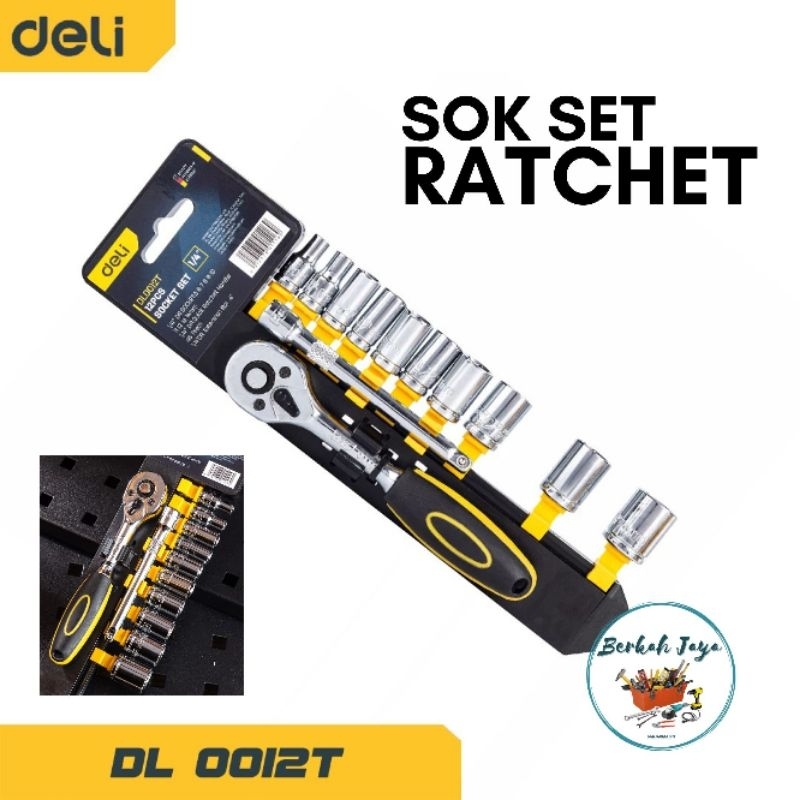 Jual Kunci Sok Set Deli | Socket Sets Kunci Sok 1/4 12pcs/set + Stang ...
