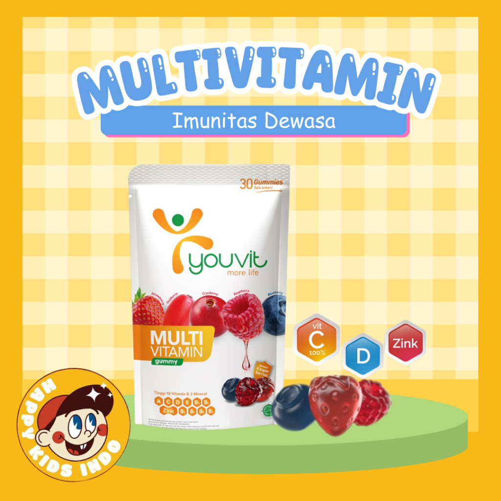 Jual YOUVIT MULTIVITAMIN DEWASA 1 POUCH VIT C, D, ZINK & SUPERBERIES 30 ...