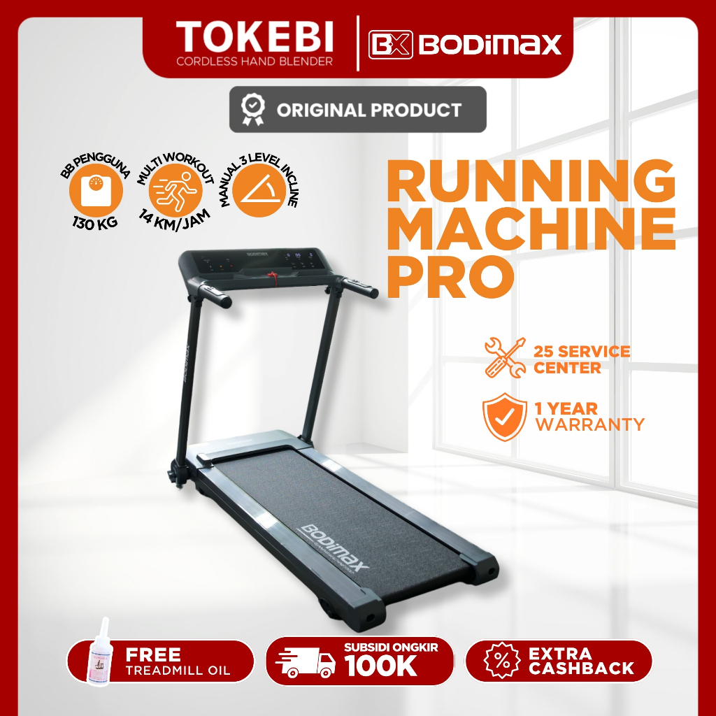 Jual BODIMAX RUNNING MACHINE PRO – FOLDING TREADMILL / GYM / ALAT ...