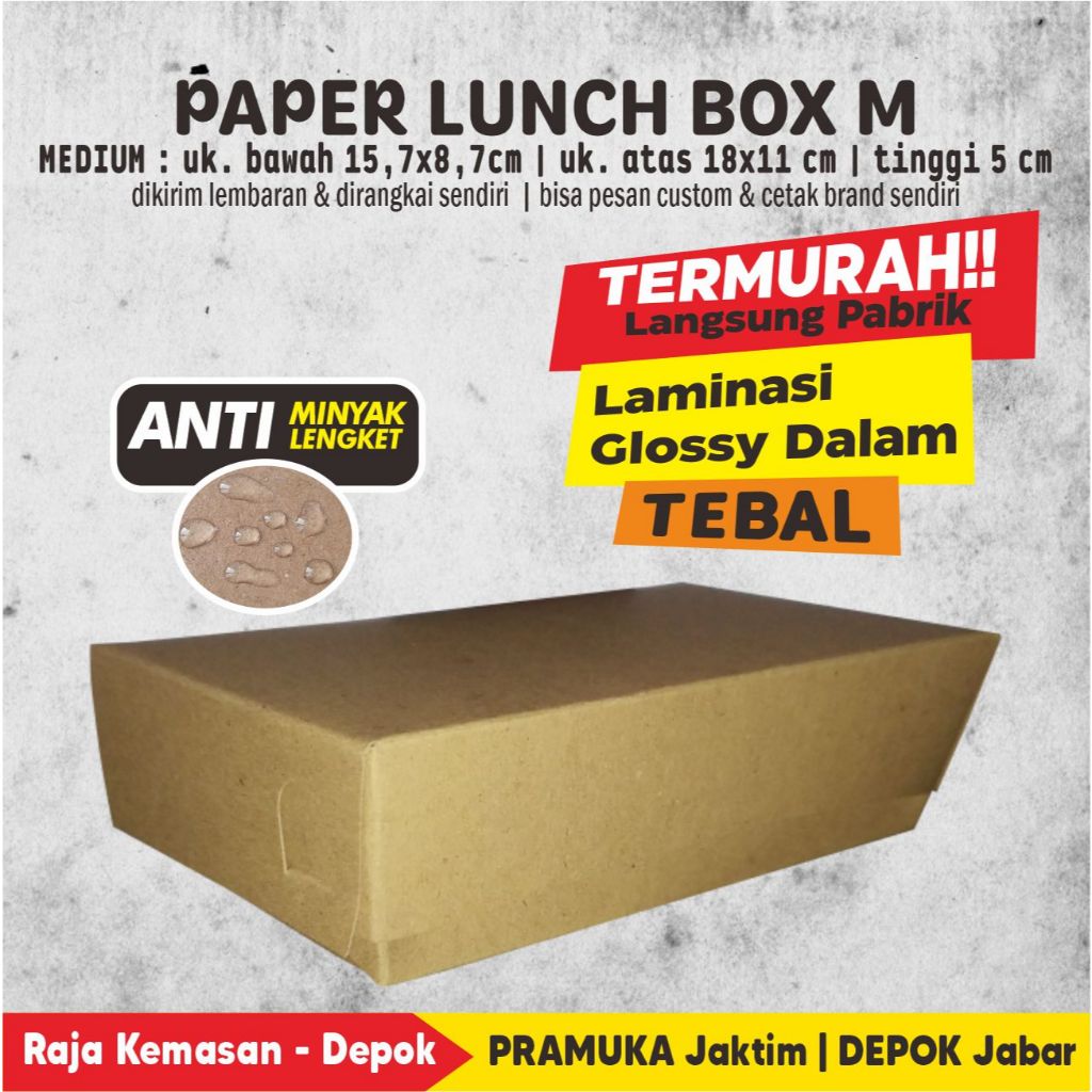 Jual Paper Lunch Box M Kraft Polos Laminasi | Shopee Indonesia