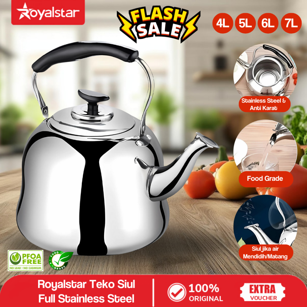 Jual Royalstar Teko Stainless Steel Tahan Karat Teko Siul Whistling Kettle | Shopee Indonesia