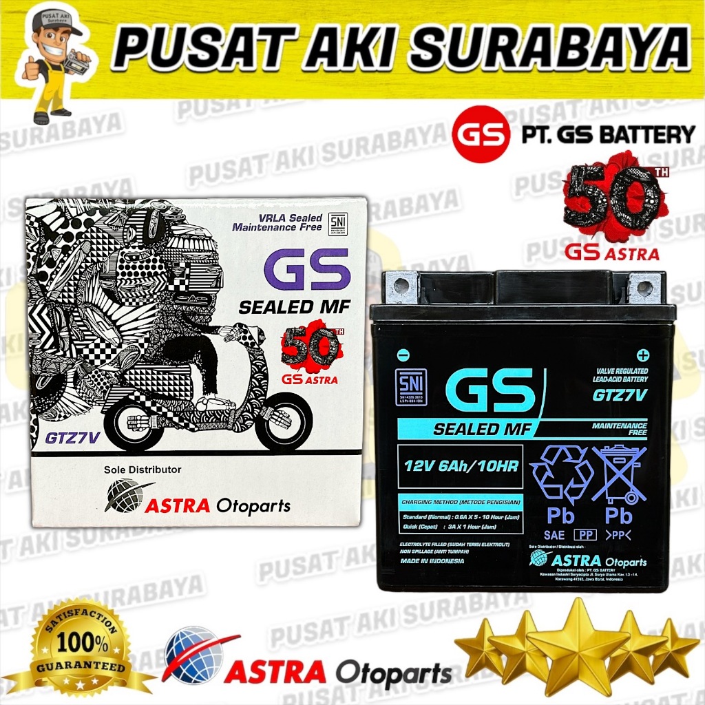 Jual RESMI ACCU GS ASTRA GTZ7V 12V 6AH AKI BERKUALITAS MOTOR SPRINT ...