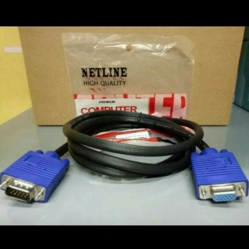 Jual KABEL VGA 1,5M MALE TO FEMALE NETLINE ORIGINAL | Shopee Indonesia