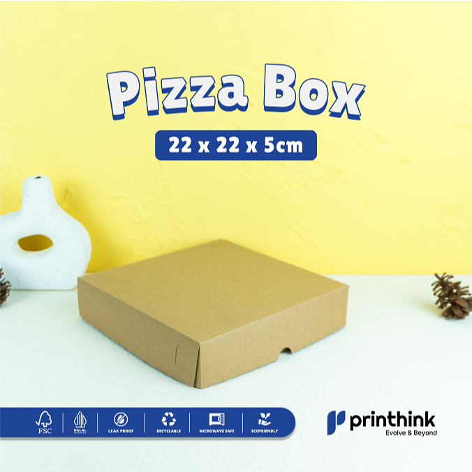 Jual Dus Pizza Kraft Food Grade 22x22x5 cm | Box Pizza Polos Aman untuk ...