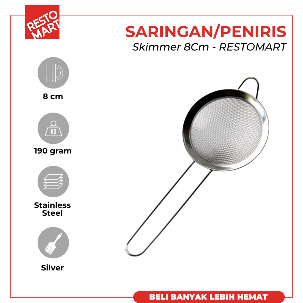 Jual Saringan Stainless / Peniris / Skimmer 8 cm RESTOMART Stainless ...