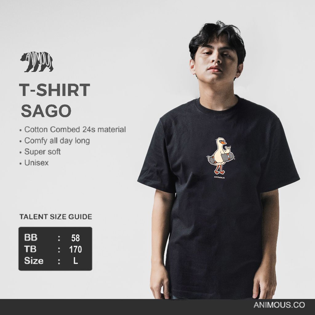 Jual Animous Kaos Tshirt Unisex Hitam Sago | Shopee Indonesia