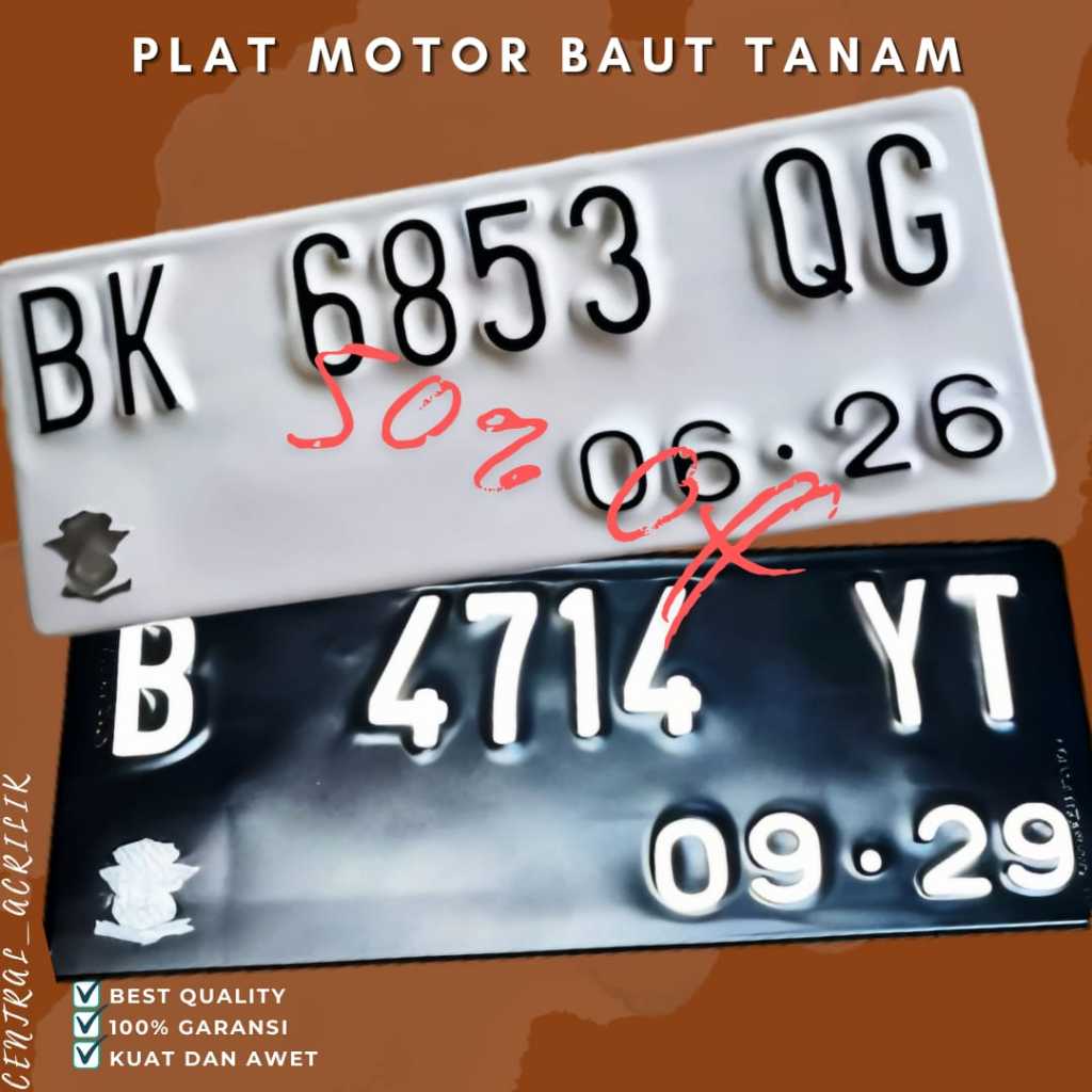 Jual Plat Nomor motor PLT Tipis Variasi Timbul Motor Lipat Baut Tanam ...