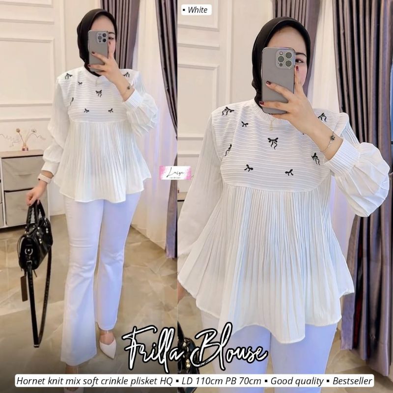 Jual Baju Blouse Wanita Kekinian Frilla Blouse By Laiqa | Shopee Indonesia