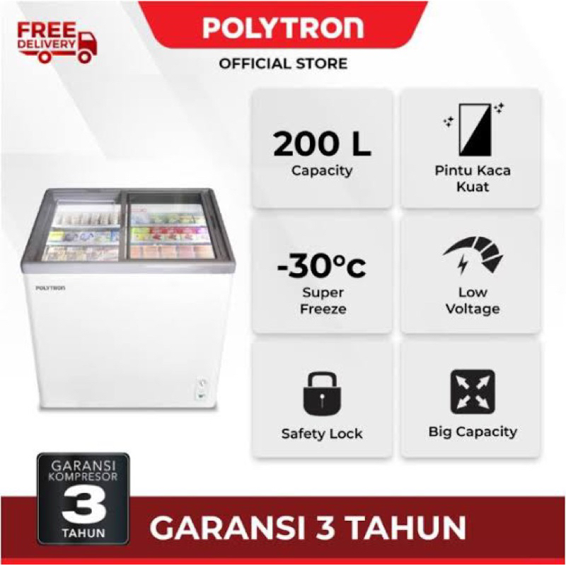 Jual Chest Freezer Polytron PCF229 Polytron Freezer Kaca Polytron 200 ...