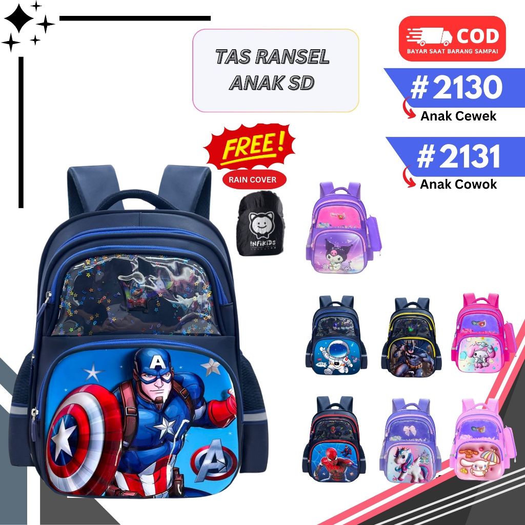 Jual TAS RANSEL-RANSEL TROLI ANAK SEKOLAH LAKI LAKI MOTIF KARTUN TIMBUL 3D 2130 DAN 2131 ...