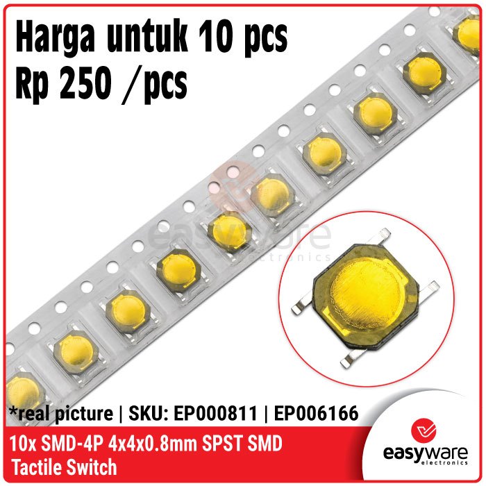 Jual 10x Tactile Switch 4x4x0.8 mm Push Button SMD 4x4x0.8mm Micro ...