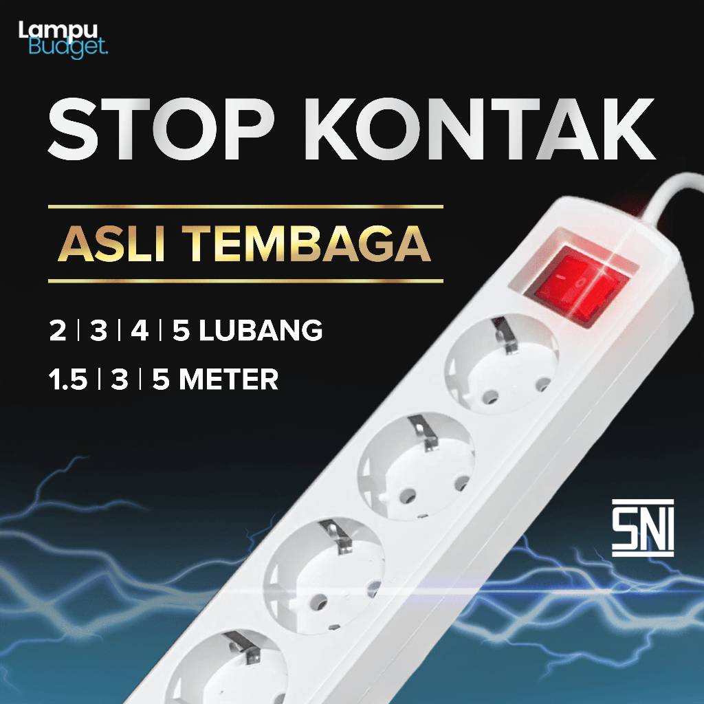 Jual 【COD】Stop Kontak Colokan 2 3 4 5 Lubang Panjang Kabel 1,5M 3M 5M 10M Kuningan SNI | Shopee ...