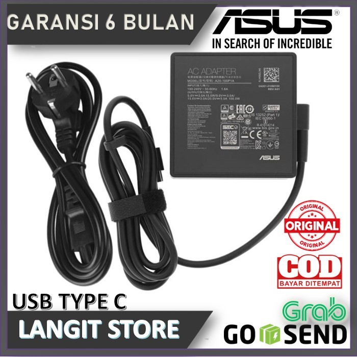 Jual ASUS 100W USB C Adapter Type C Charger for ASUS ROG Zephyrus G14 G15 M16 S17 | Shopee Indonesia