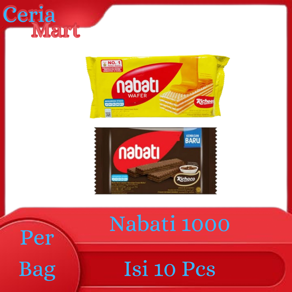 Jual NABATI WAFER 1000 PER PCS 17 GR WAFER CEMILAN | Shopee Indonesia
