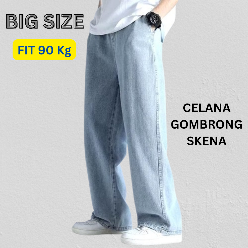 Jual Rocksed Celana Jeans Pria Jumbo Loose Pants Outfit Skena Gombrong ...