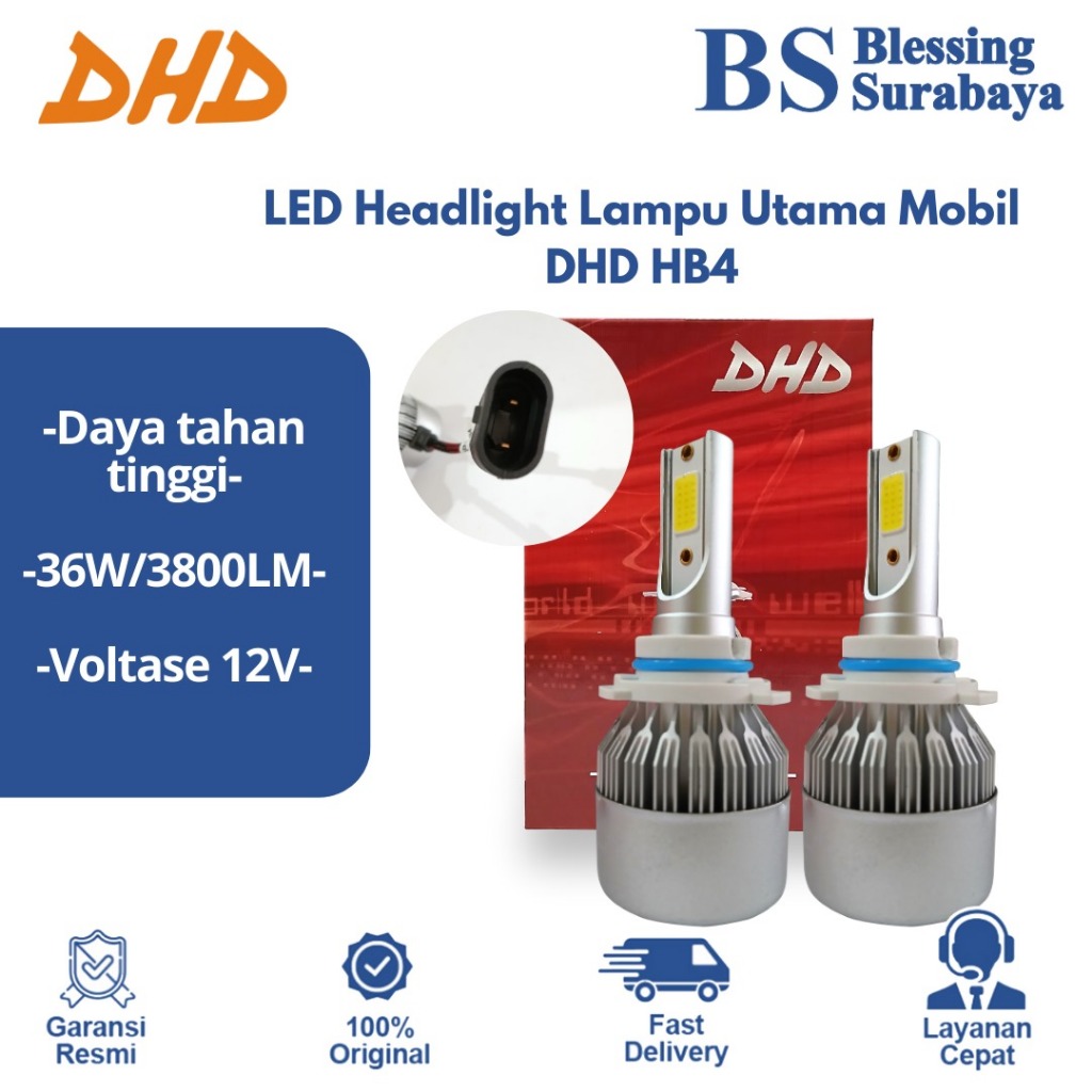 Jual LED Headlight Lampu Utama Mobil DHD HB4 | Shopee Indonesia
