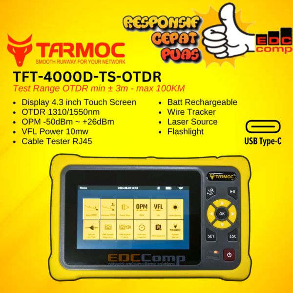 Jual Tarmoc TFT-4000D-TS-OTDR | Fiber Optic Touch Screen OTDR 1310 ...