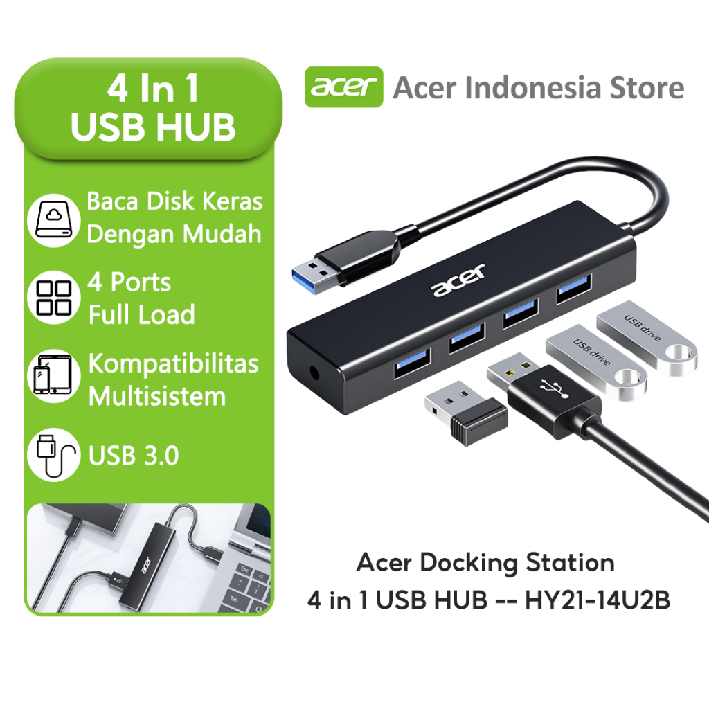 Jual Acer USB Docking Station 4 dalam 1 USB HUB High-Speed Transmission ...