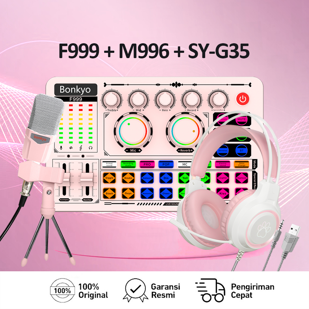 Jual F999+ M996+headset sound card microphone set, special live ...