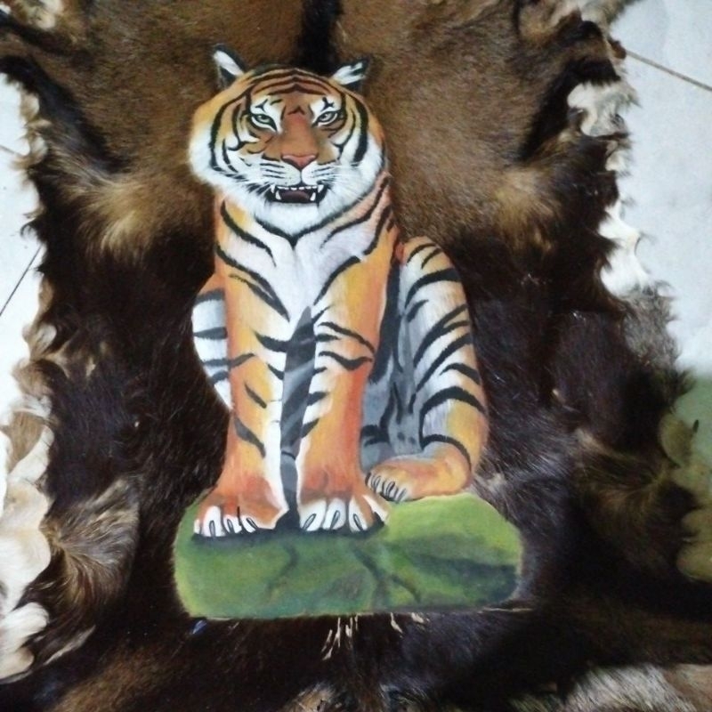 Jual lukisan macan loreng 60x70 cm lukisan murni manual tangan | Shopee ...