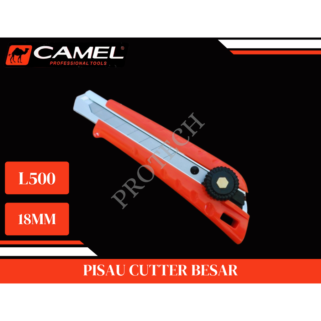 Jual CAMEL / PISAU CUTTER PUTAR BESAR MODEL KENKO L500 / PISAU SILET DORONG 18MM | Shopee Indonesia