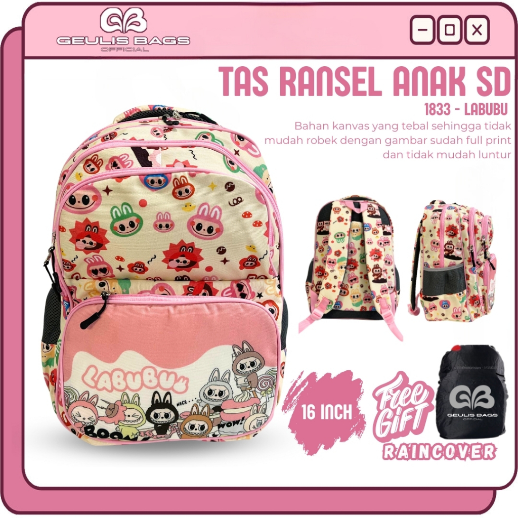 Jual GEULIS BAGS Tas Ransel Sekolah Anak SD Perempuan Backpack Karakter LABUBU Bahan Tebal GLB ...