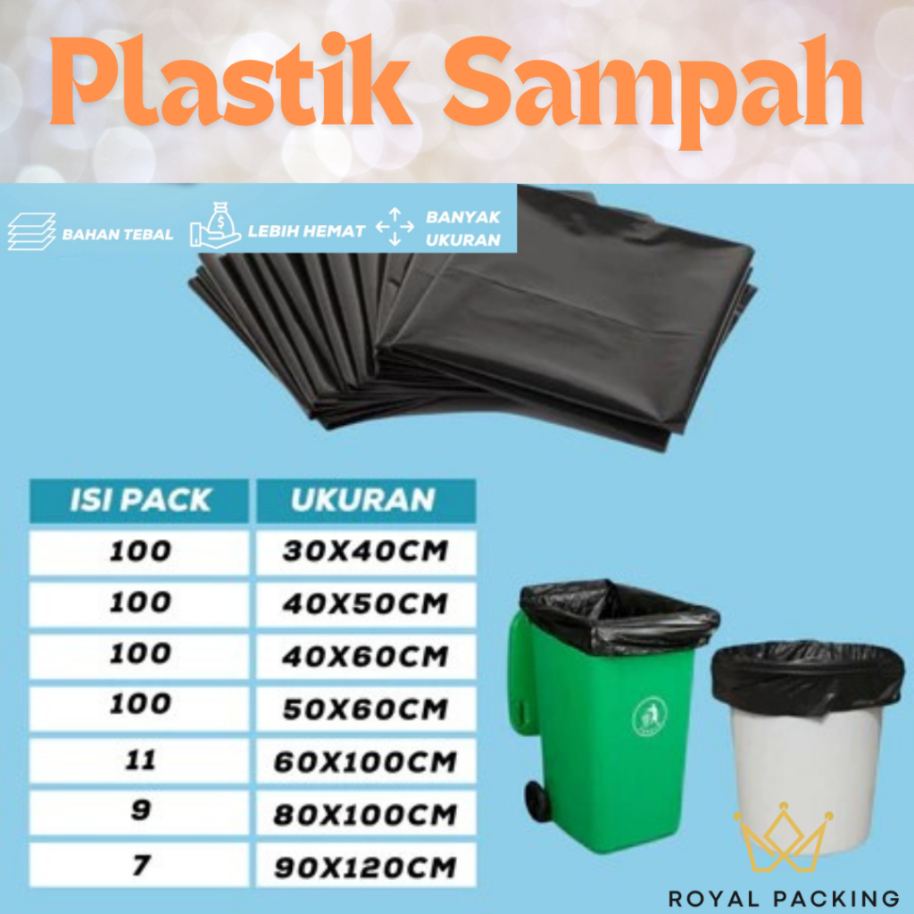 Jual [RP] Kantong Sampah Berbagai Ukuran / Plastik Sampah / Trash Bag HD Hitam Murah | Shopee ...