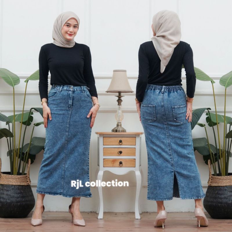 Jual Rok jeans wanita - Highwaist rok jeans - Rok jeans style skirt ...