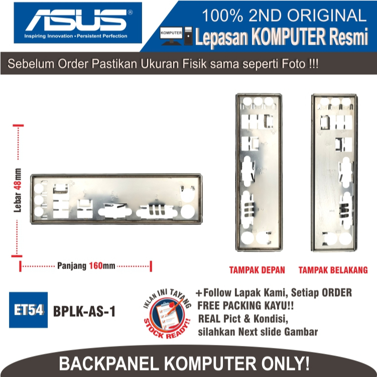 Jual ET55 BPLK-AS-1 BACK PANEL MOTHERBOARD PC KOMPUTER ASUS A55M-E ...