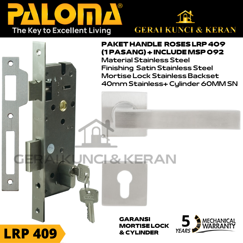 Jual HANDLE KUNCI LOCK SET PALOMA LRP 409 STAINLESS GAGANG PINTU RUMAH ...