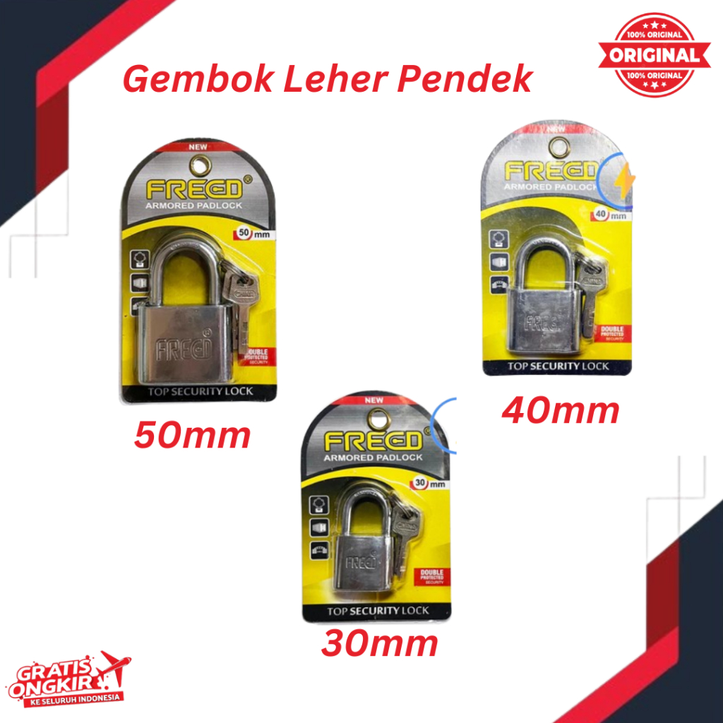 Jual MURAH !! GEMBOK LEHER PENDEK SILVER FREED 30MM 40MM 50MM ORIGINAL ...
