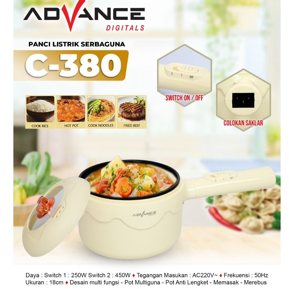Jual Advance C380 Panci Listrik Serbaguna 4IN1 Anti Lengket 450 Watt ...