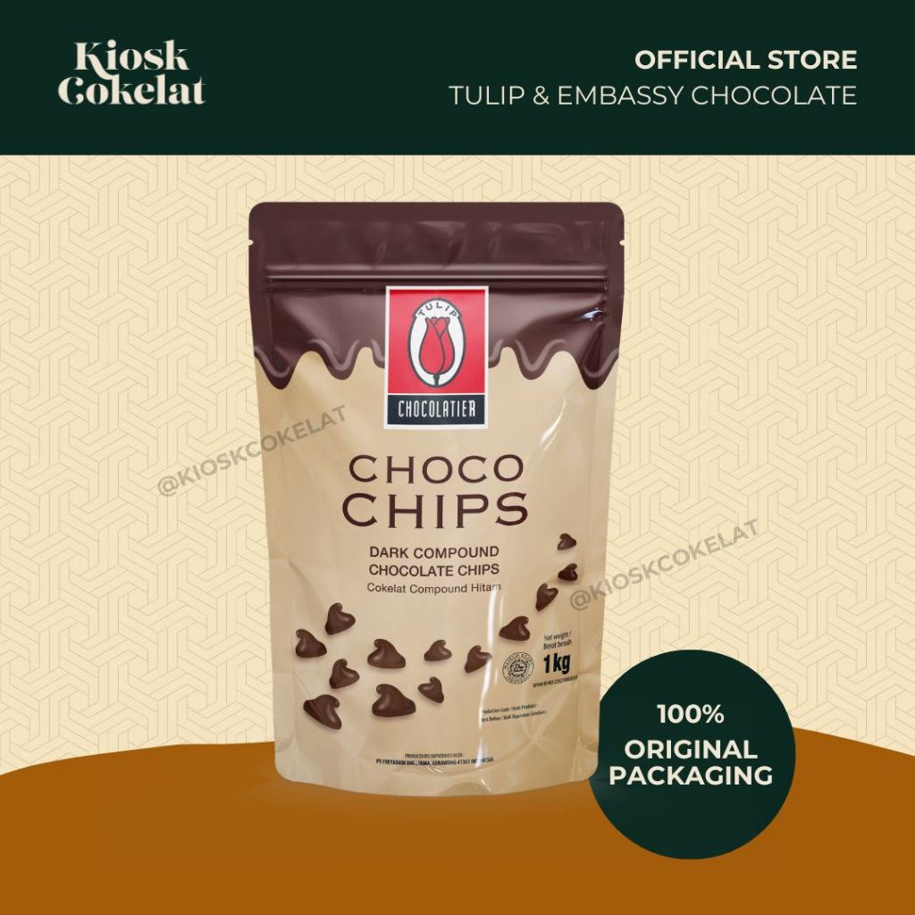 Jual Tulip Chocolatier Dark Compound Chocolate Chips 1Kg | Shopee Indonesia