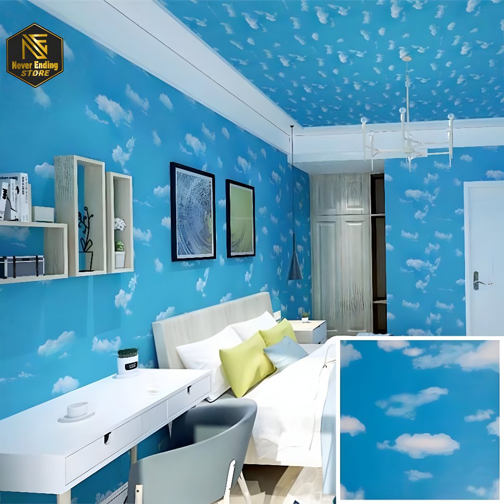 Jual Wallpaper Dinding Multifungsi Awan Biru Muda | Shopee Indonesia