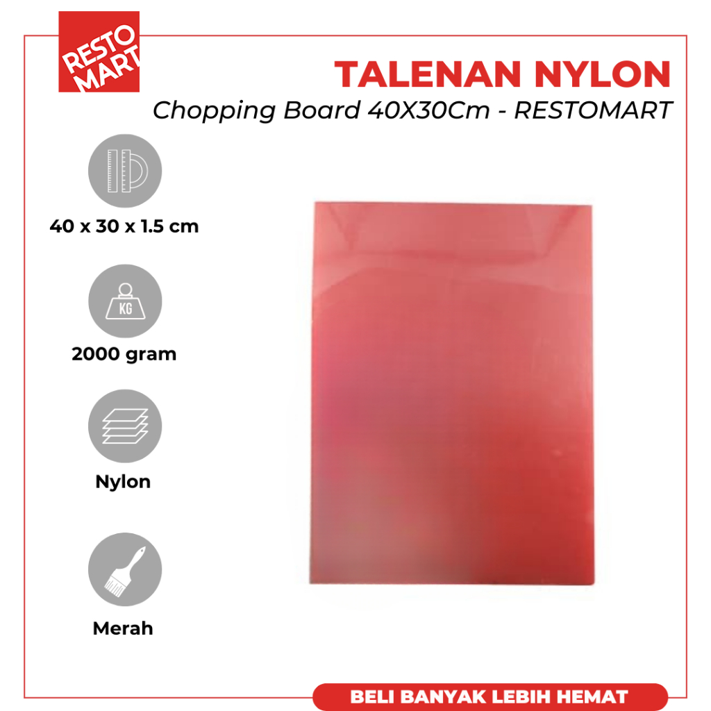 Jual Talenan Nylon / Talenan Dapur Merah / Chopping Board 400 x 300 x ...