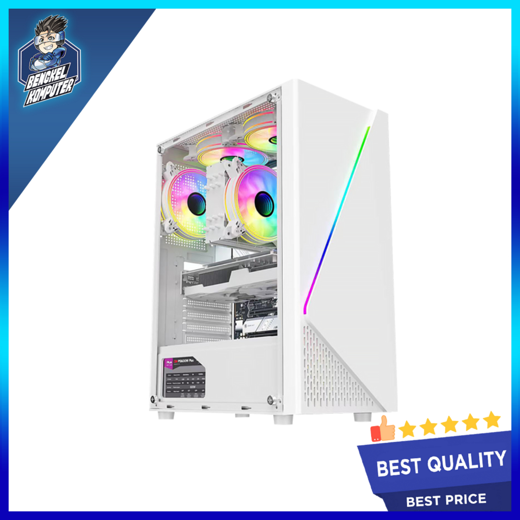 Jual CASING PC NYK NEMESIS T59 PALLAS WHITE ATX INCLUDE 3 FAN RGB ...