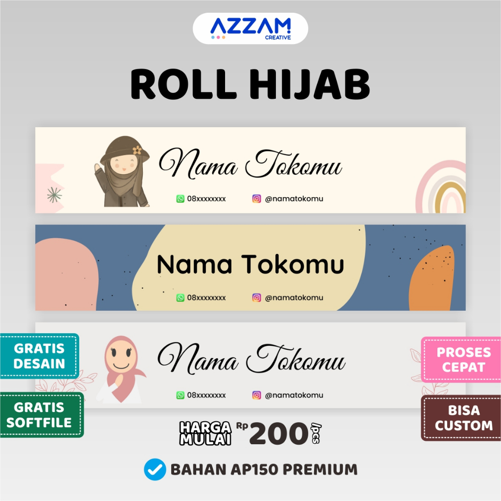 Jual ROLL HIJAB / ROLLER HIJAB / LABEL HIJAB / LABEL PENGIKAT HIJAB ...