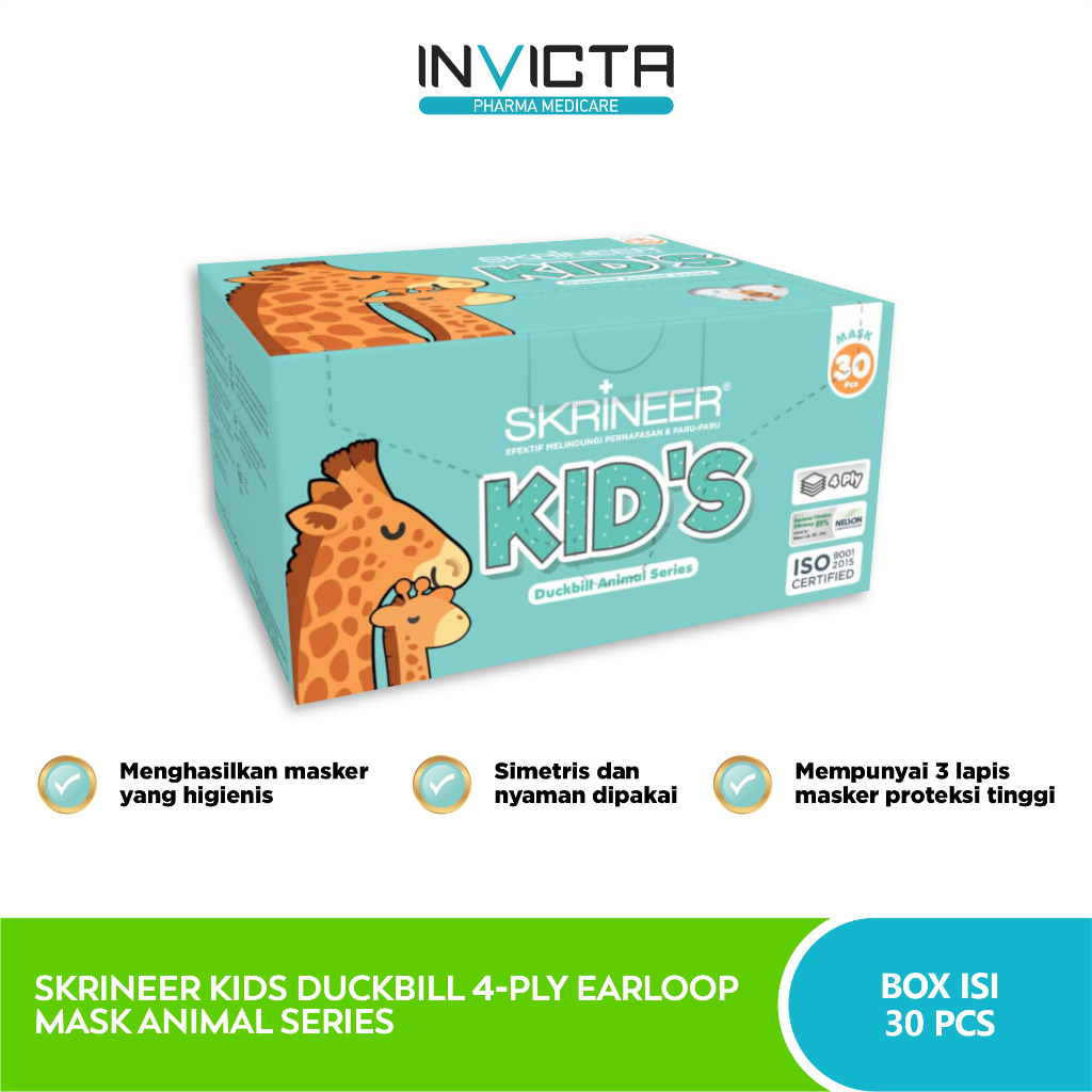 Jual Skrineer Masker Kids Duckbill 4-Ply Earloop Animal Series - Box ...