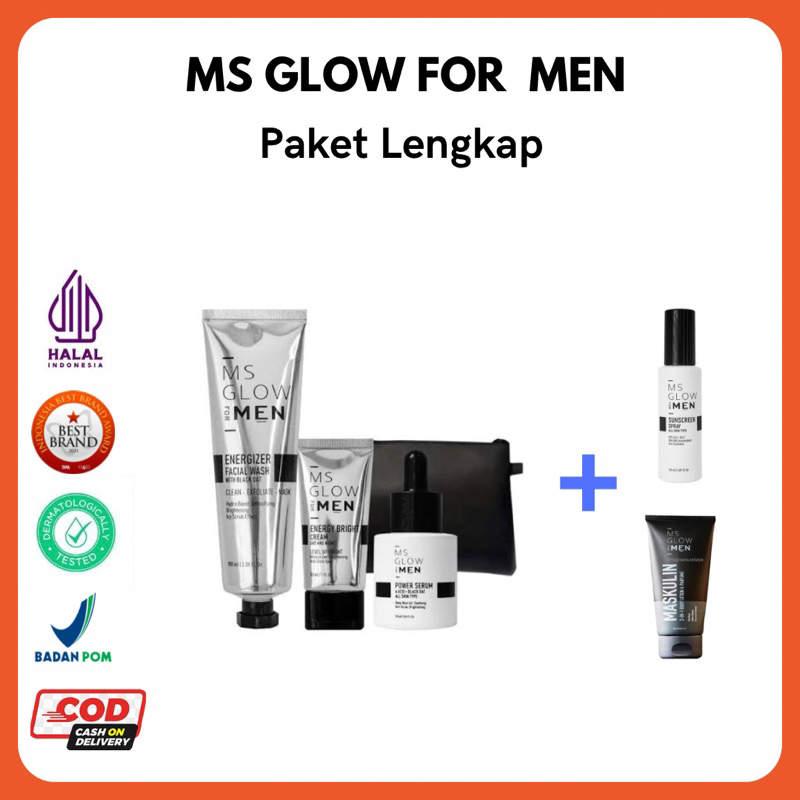 Jual Paket Perawatan Wajah Pria MS Glow for Men Lengkap Isi 4 (Basic ...