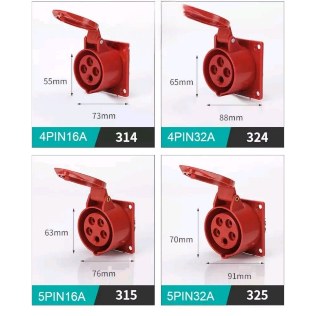 Jual PANEL MOUNTING 3PIN/4PIN/5PIN 16A 32A/PANEL MOUNTING ELECTRIC ...